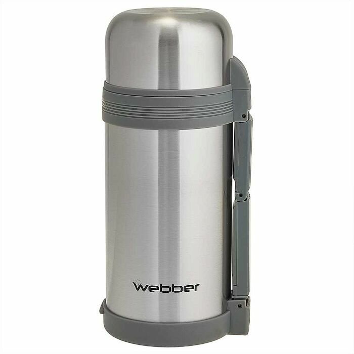 Термос Webber BE-18011T из нержавеющей стали, ручка на корпусе, 1.2 л, серый