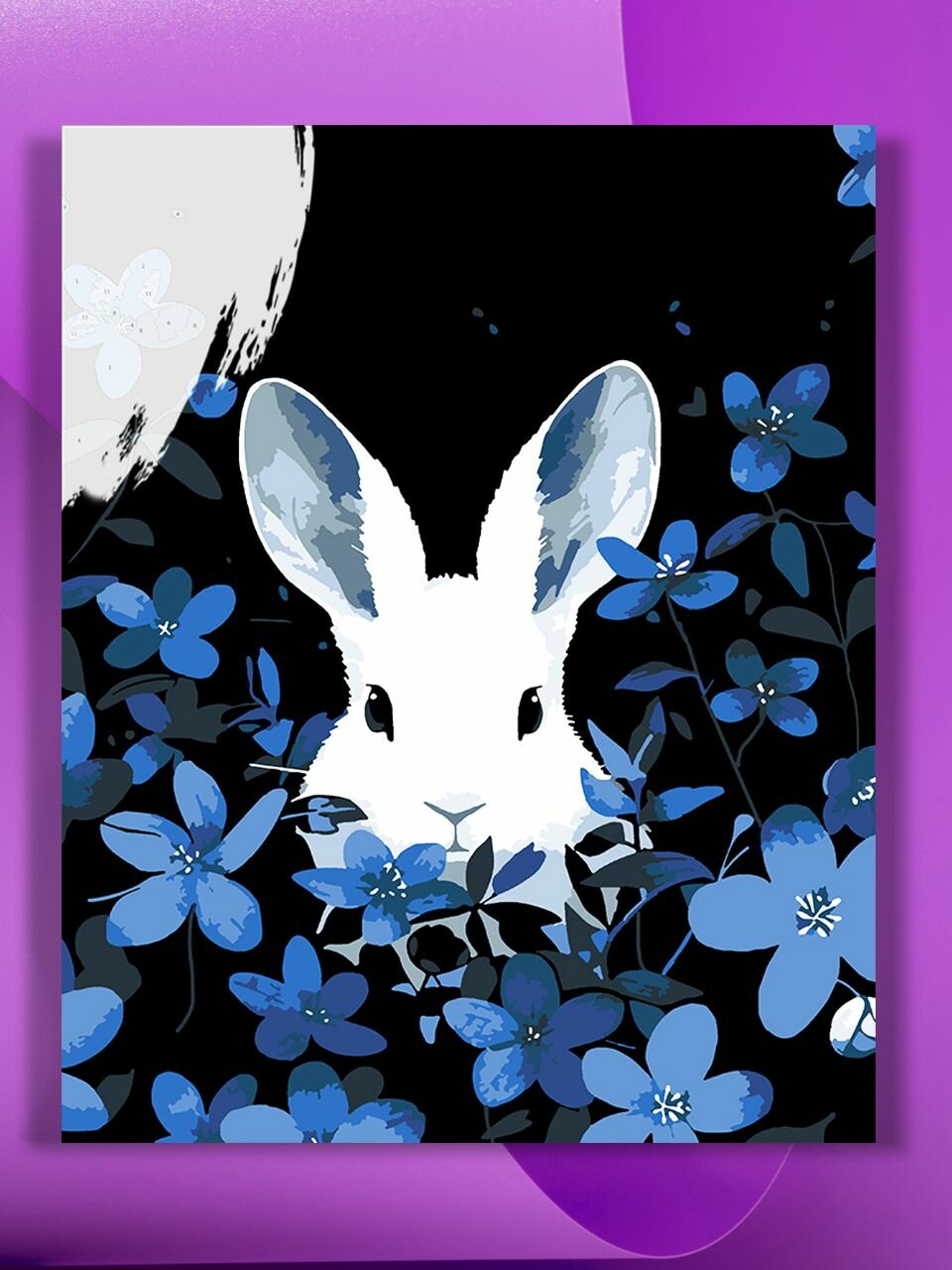Картина по номерам на холсте Заяц в цветах, 40 х 50 см