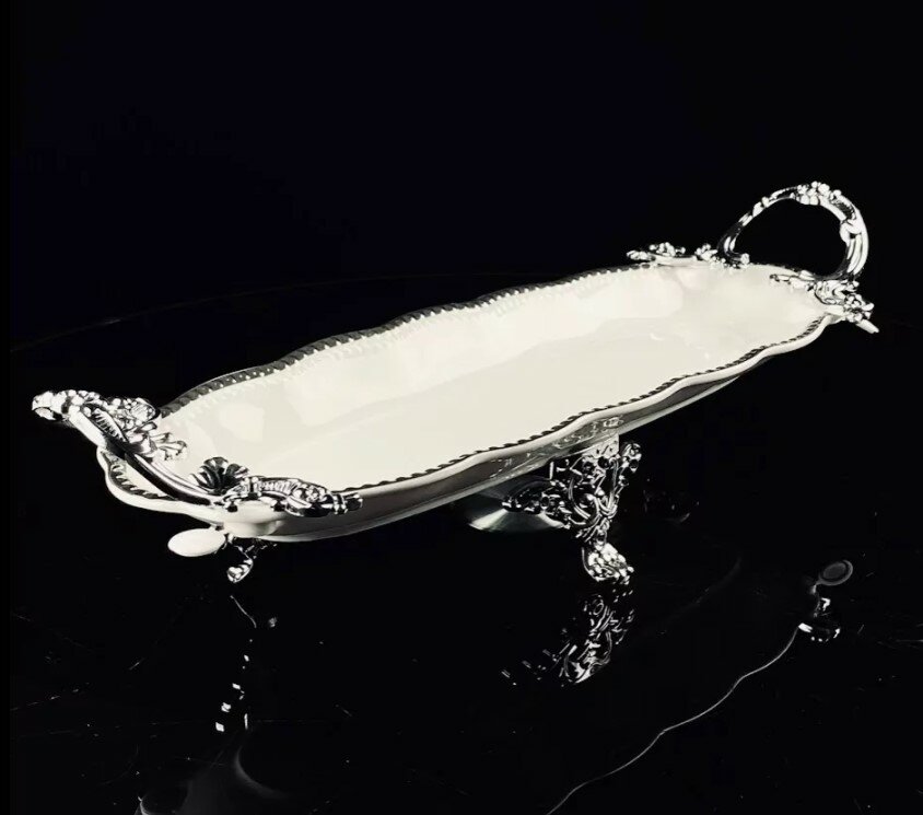 Блюдо 33см на ножках с ручками ATLANTIS Фарфор 205-902 118-205-902