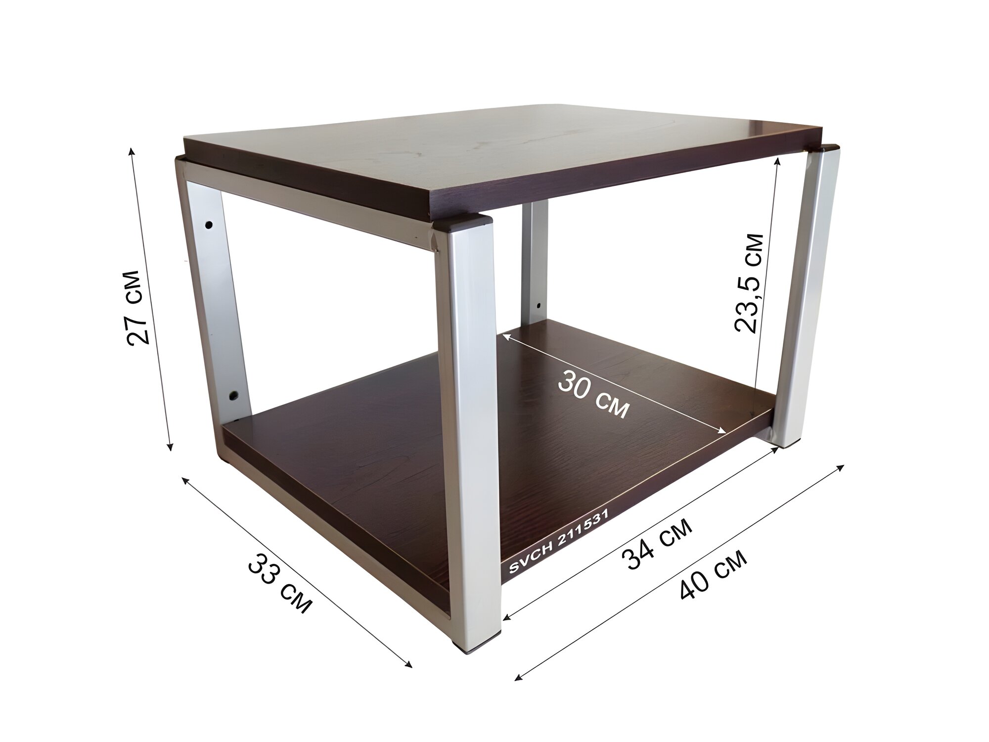 Полка для кофемашины GARROSS "SIBERIA 211531", две полки 30х40 см, высота 27 см, каркас серый, цвет полок венге