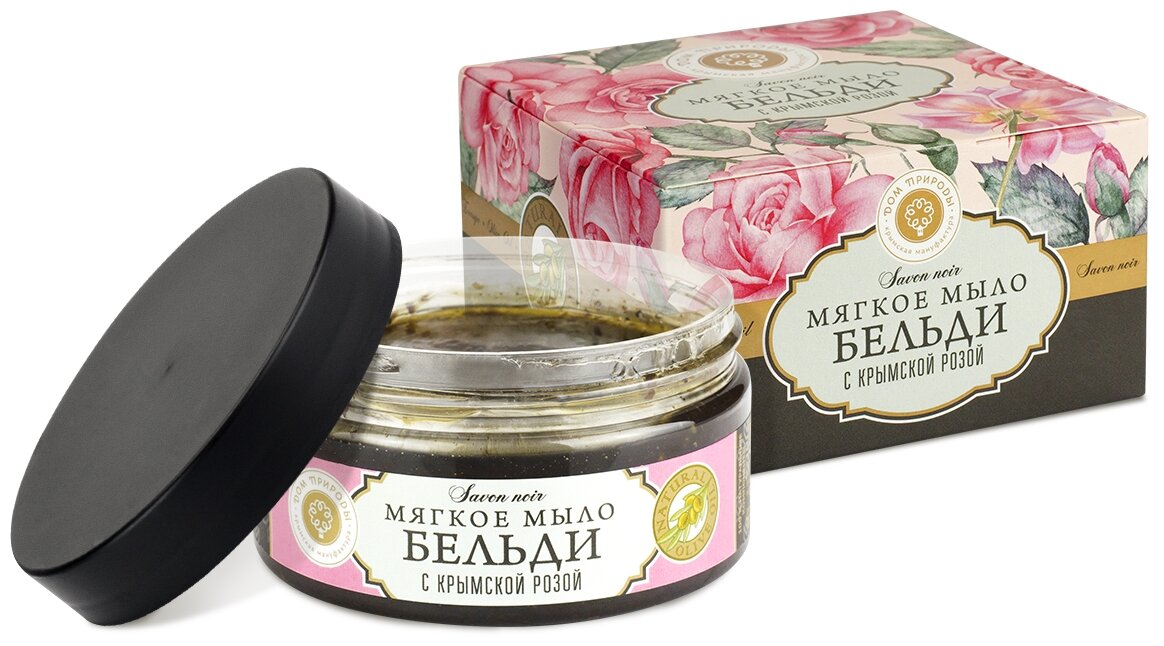 Мыло бельди Дом Природы, с крымской розой, для всех типов кожи, 200мл