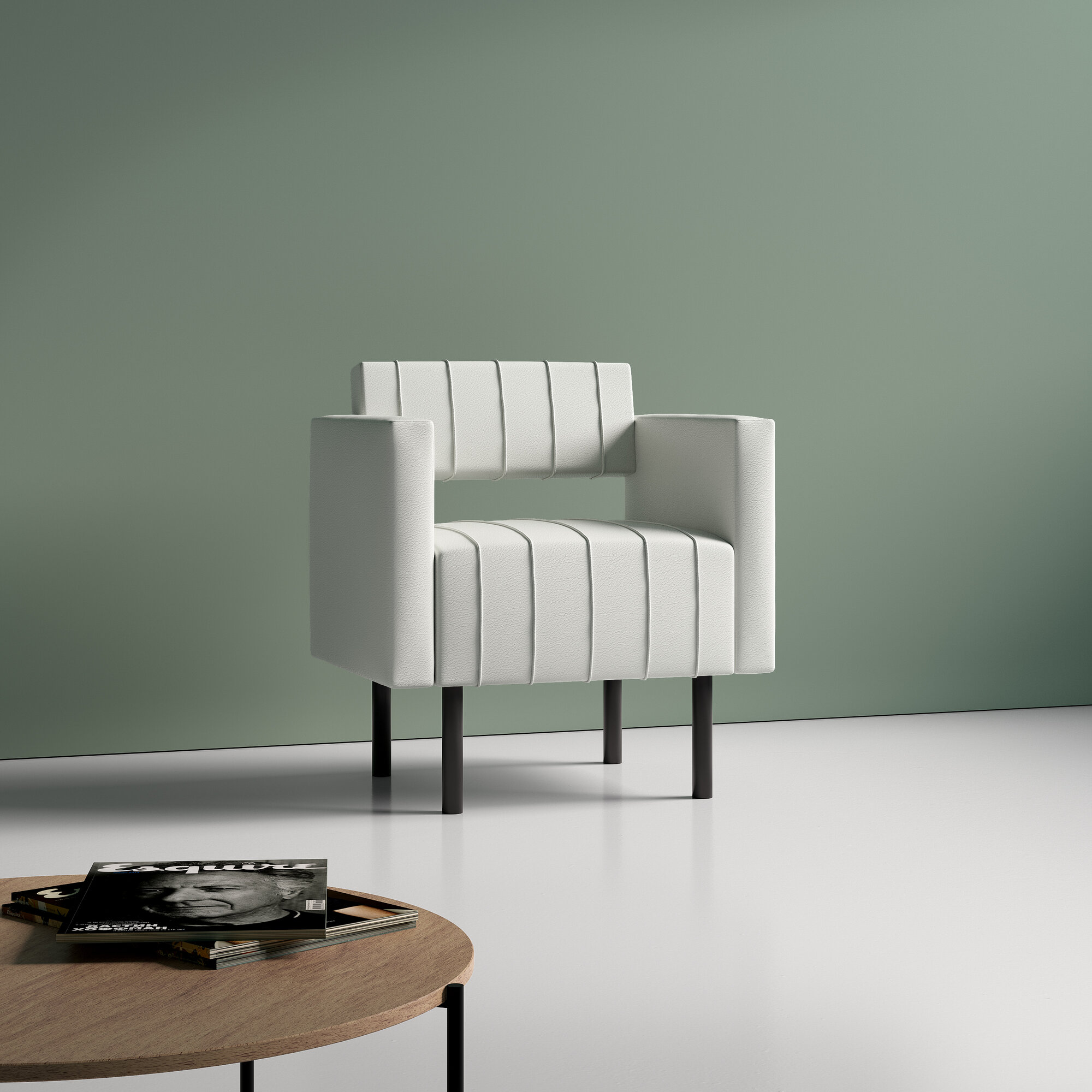 Кресло RAIN, универсальное, на ножках, в офис, на кухню, в студию, экокожа белое