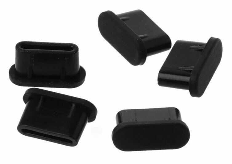 5 шт. силиконовая заглушка в разъем Type-C (черная)