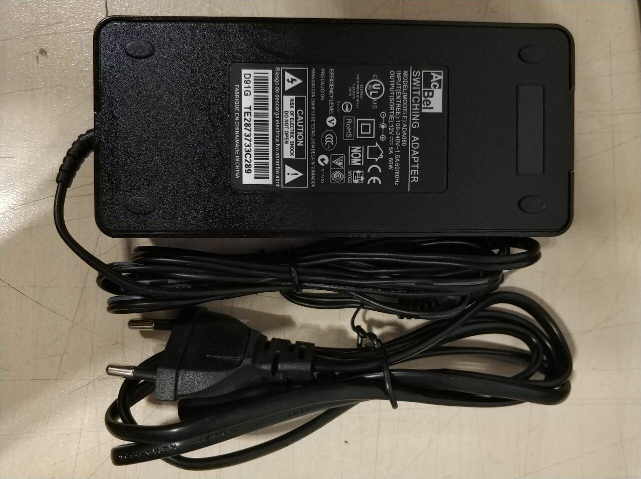 Блок питания для монитора 12V, 5A, 60W, 5.5x2.5мм с сетевым кабелем, ORG