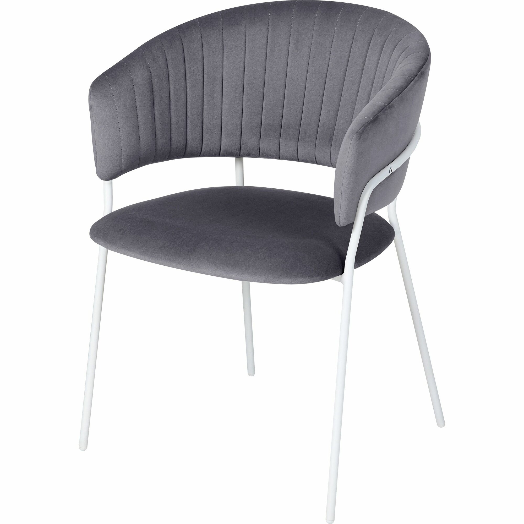 Стул кухонный Ambe Даксон, мягкий со спинкой, серый велюр, белый