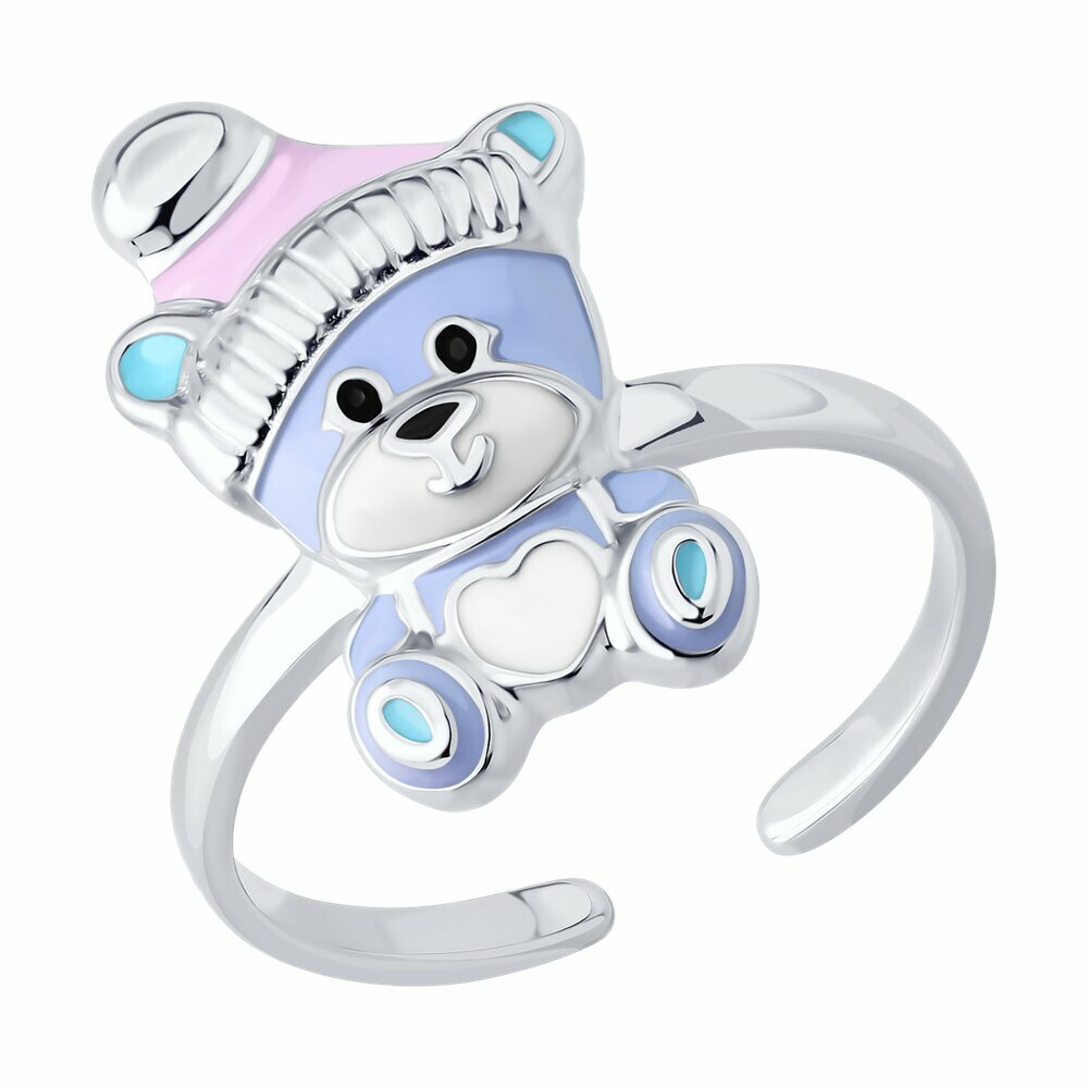 Кольцо, серебро, 925 проба, родирование, эмаль