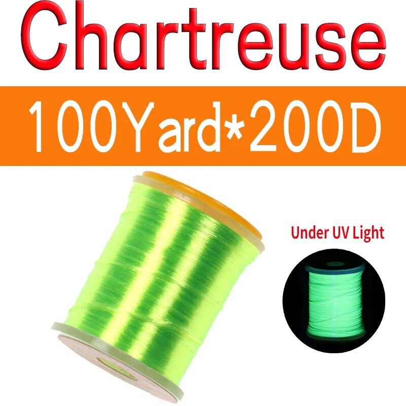 WIFREO 200D УФ нить для вязания мушек Зеленый, 1pc UV Chartreuse