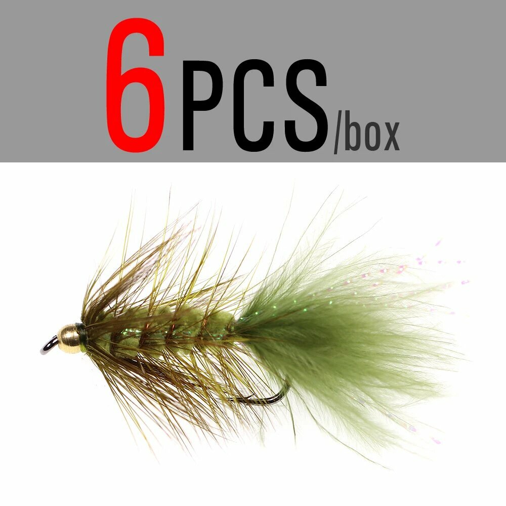ICERIO Шерстяные нахлыстовые мухи 6 шт.