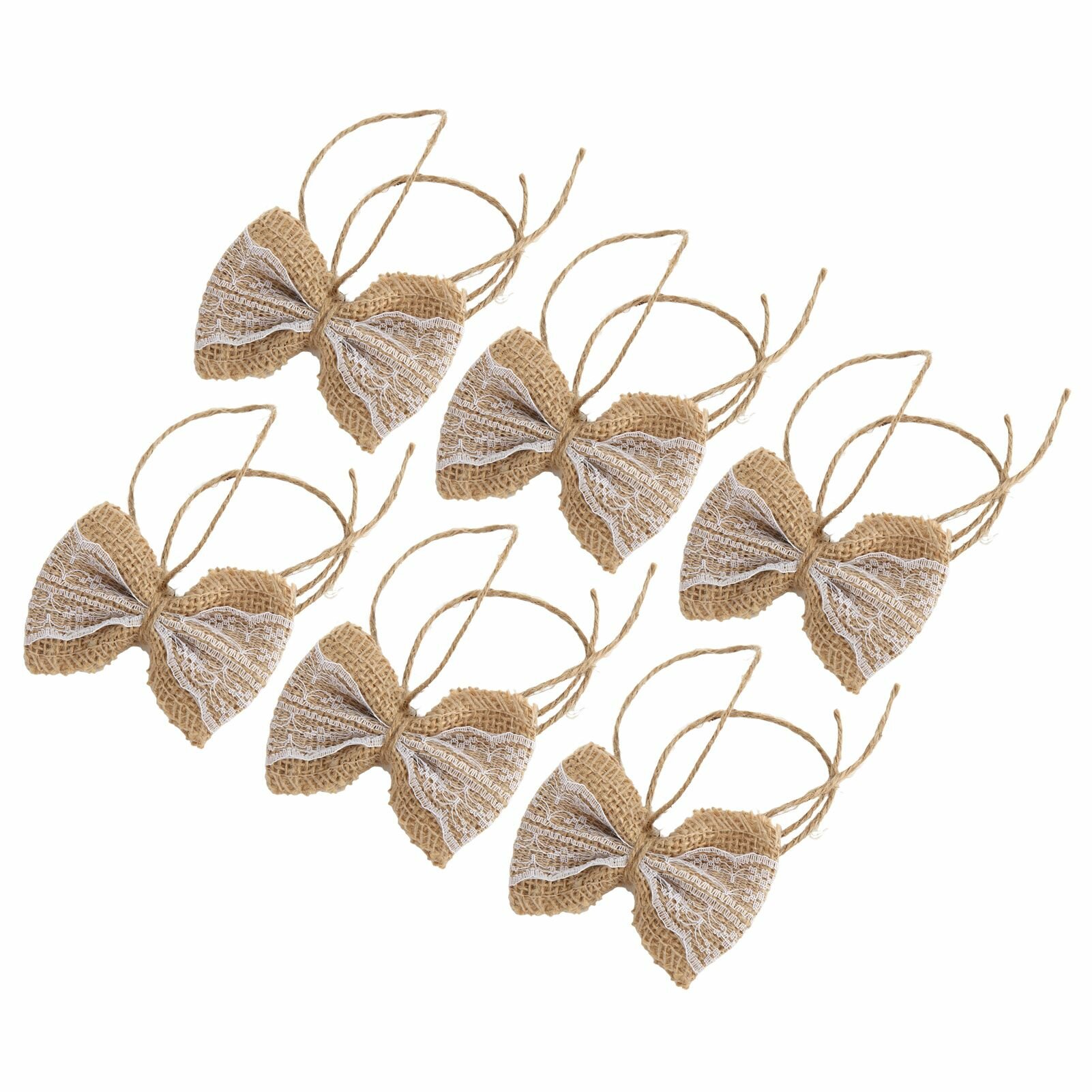 6 шт. бант из мешковины в стиле кантри, кружевной бант из мешковины, сделай сам, рождественская вечеринка, свадьба, домашняя подарочная упаковка, украшения