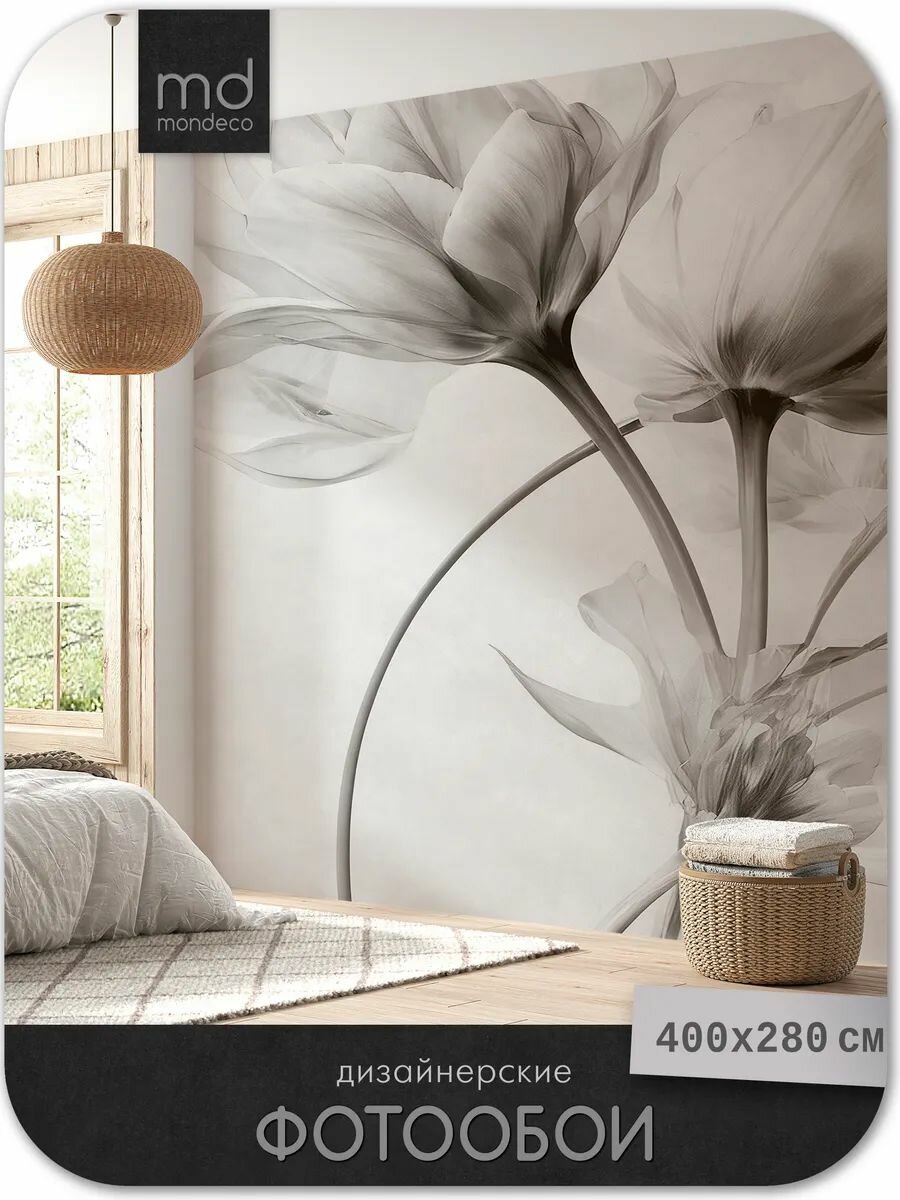 Фотообои Black Flowers 400х280 см флизелиновые на стену Mondeco