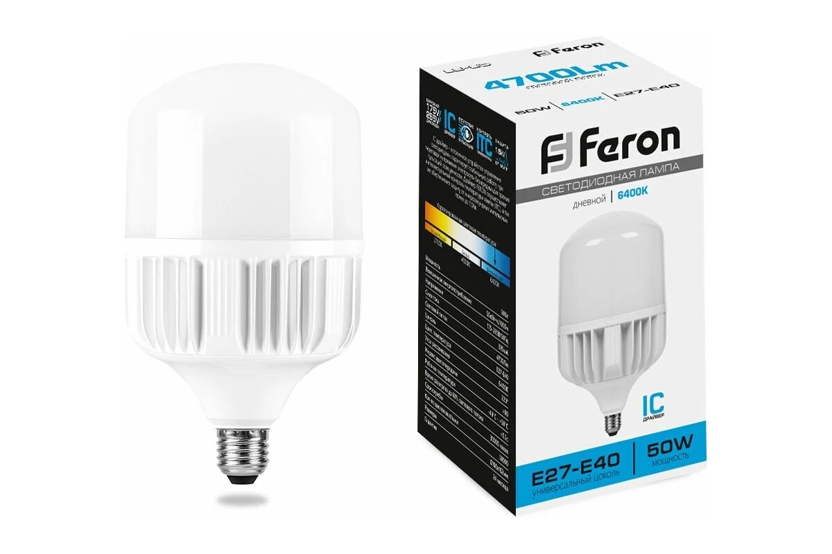 FERON светодиодная лампа 50W 230V E40 6400K LB-65 25539 для промышленных светильников