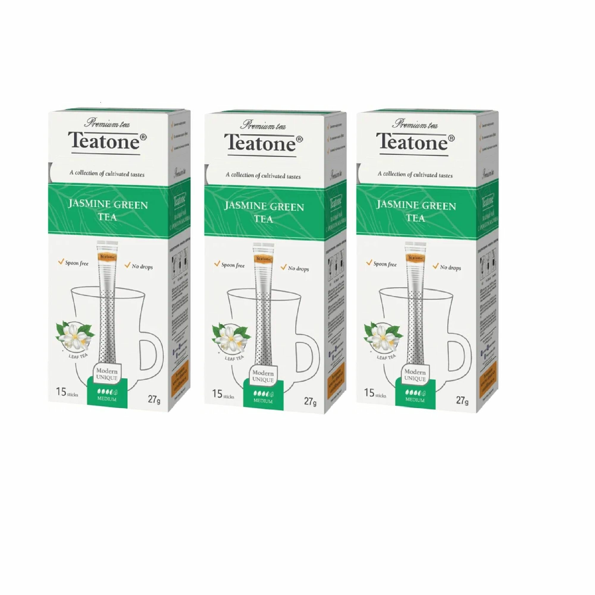 Teatone Чай зеленый с жасмином, 15 шт, 3 уп.