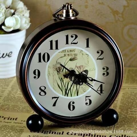 Будильник "Ретро-часы", металл, 5 дюймов, бесшумный, черный