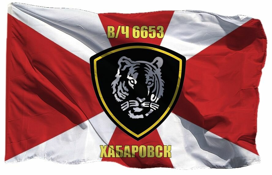 Флаг Восточного округа в/ч 6653 Хабаровск, 70х105 см на шёлке для ручного древка
