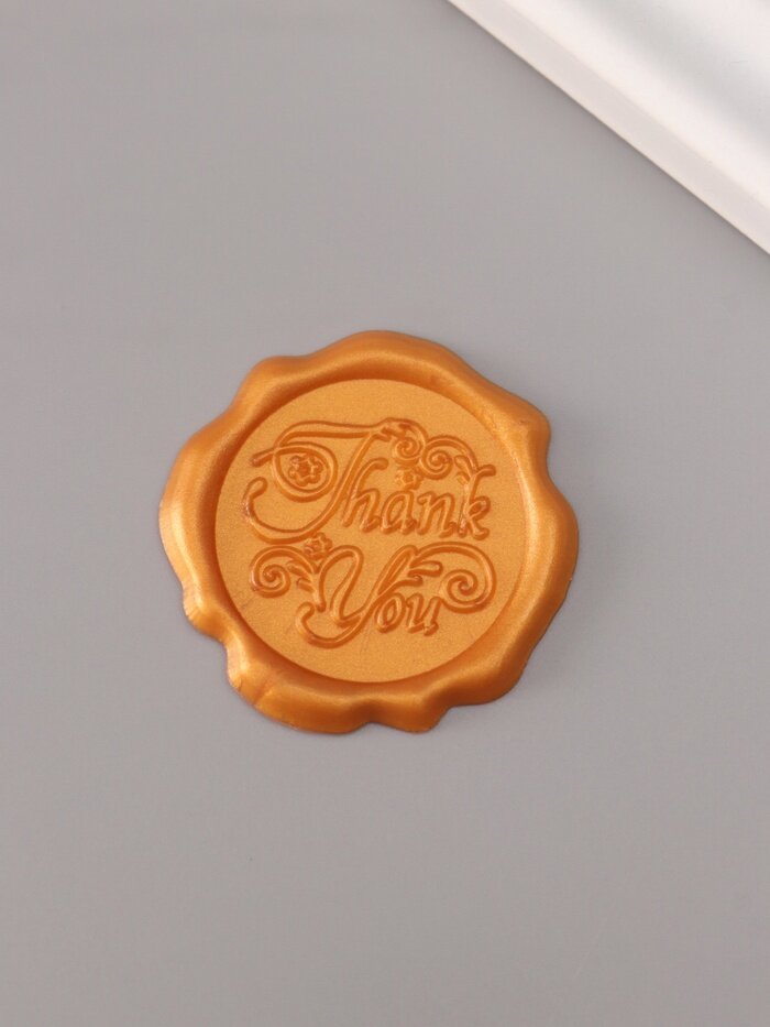 Сургучный оттиск «Спасибо», декоративный элемент для приглашений, конвертов и сертификатов, золото, d=3.2 см