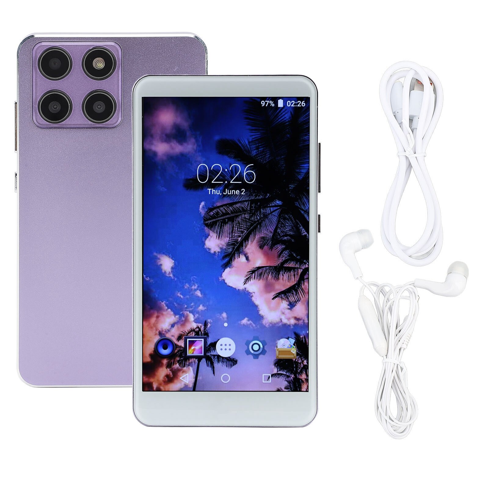 MP4 Player для Android 5.0inch 1920x1080 IPS Touch Scence Screen 2200MAH High Speed Wi -Fi Bluetooth 5.0 Портативный музыкальный фильм Purple 16+64 ГБ расширяется