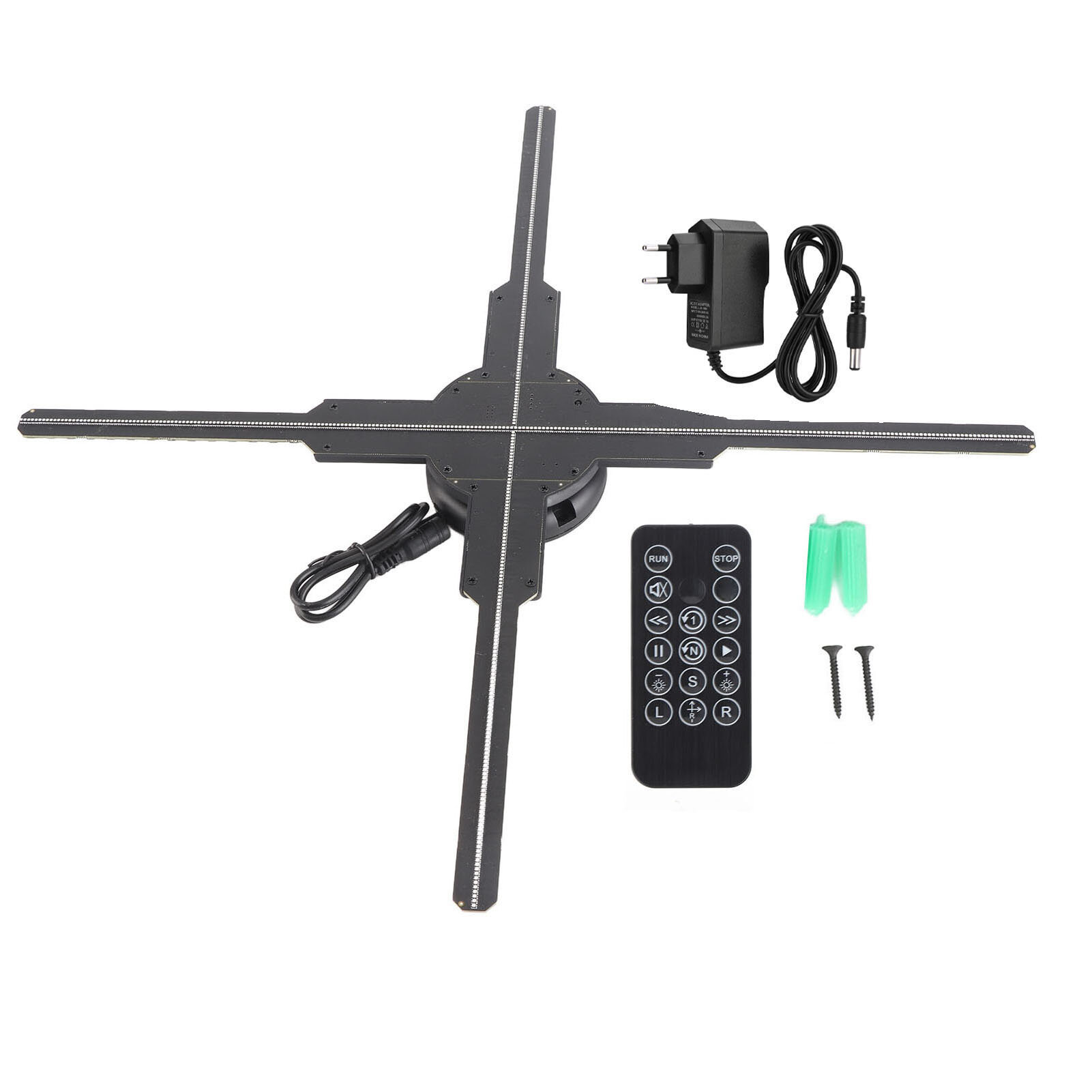 3D голографический вентилятор 45 см, 4 лопасти, голографический проектор, видеорекламный дисплей, 512 светодиодов, карта памяти 8 ГБ для вечеринок и баров.