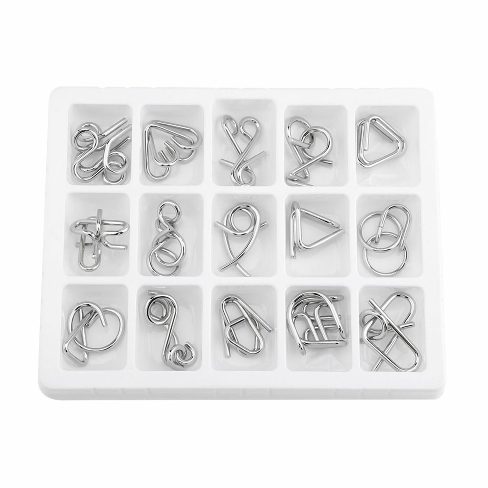 Набор из 15 металлических проволочных головоломок на логику, IQ-игрушки