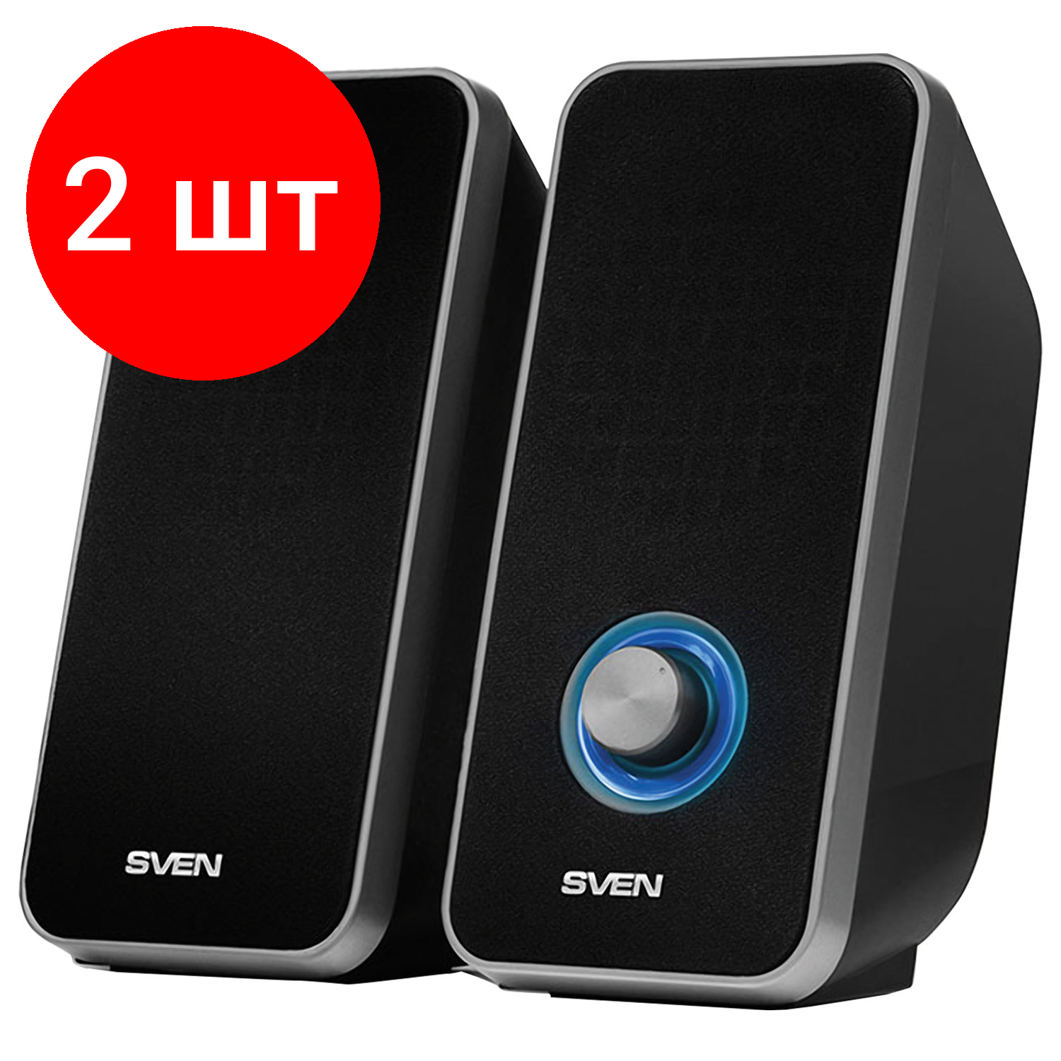 Комплект 2 шт, Колонки компьютерные SVEN 325, 2.0, 2х3 Вт, пластик, черные, SV-014643