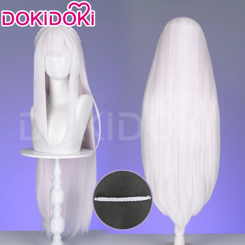 Emiliaa Косплей парик DokiDoki белые длинные волосы 90 см Wig Only