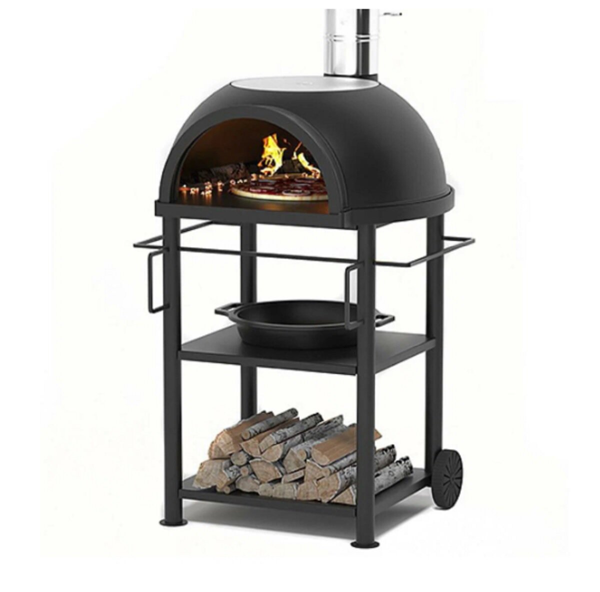 Садовая чугунная печь LEGENDA GARDEN (с чугунным основанием) на подставке диаметр дымохода: 130 мм