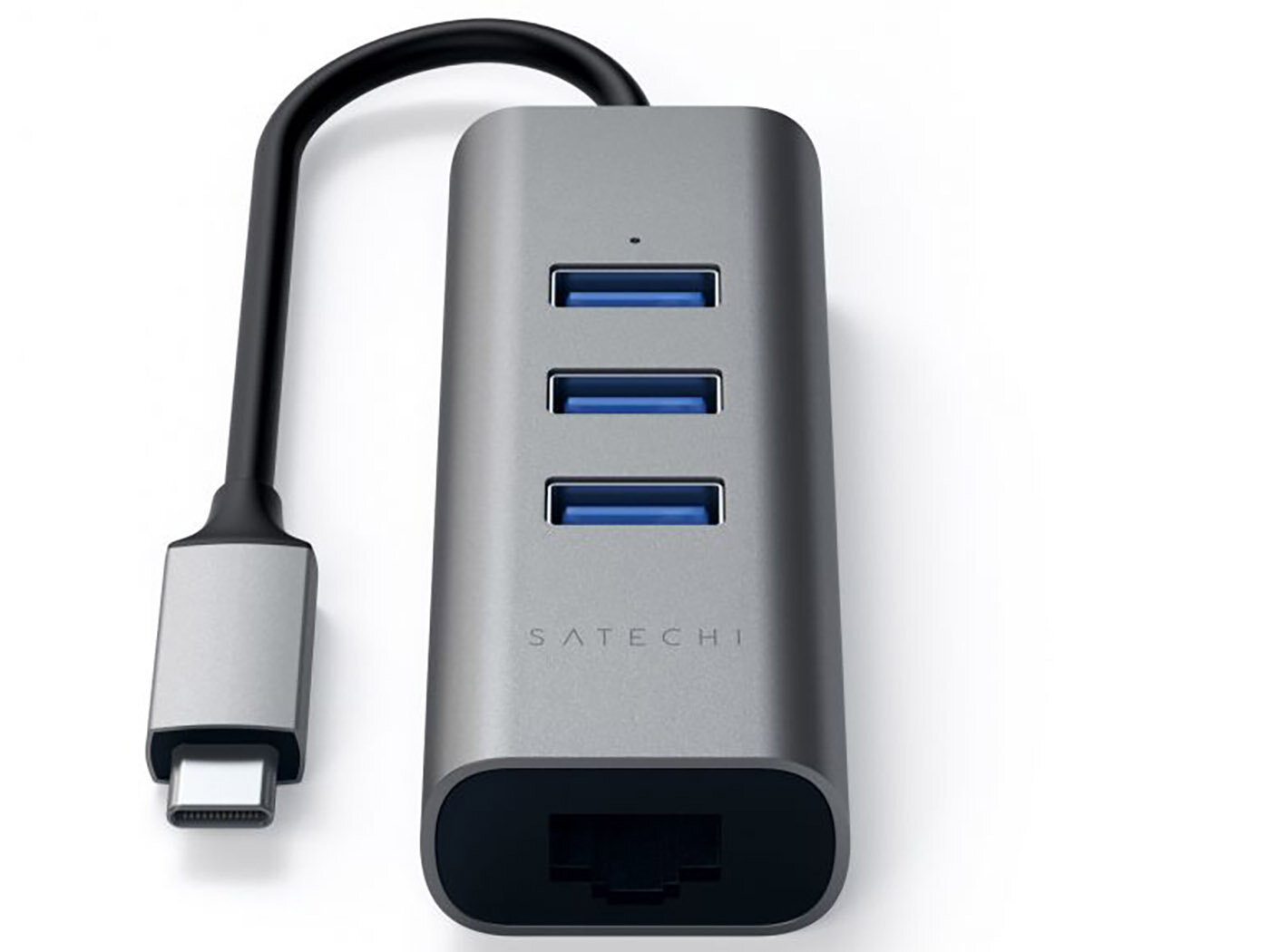 USB-хаб Satechi Type-C 2-in-1 USB 3.0 Aluminum 3 Port Hub, 3xUSB 3.0, Rj-45/1Gb, Сетевой адаптер Серый ST-TC2N1USB31AM