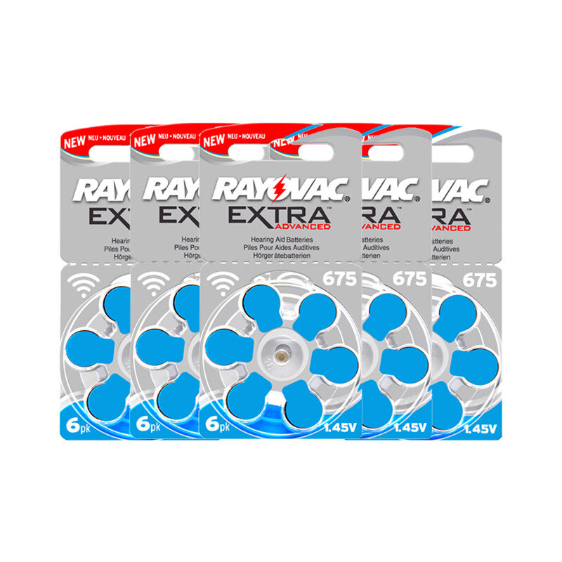 Батарейки RAYOVAC Extra 675 A675 (PR44) для слухового аппарата, 5 блистер (30 батареек)