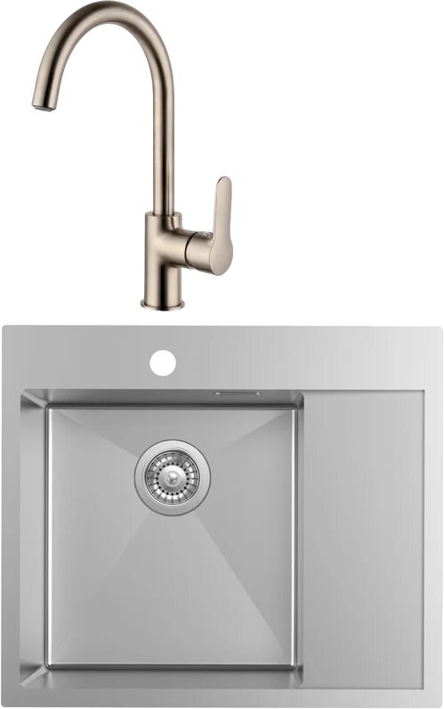 Комплект Мойка IDDIS Haze HAZ59SLi77, L, сатин / Смеситель Cuba CUBBNFJi05, сатин