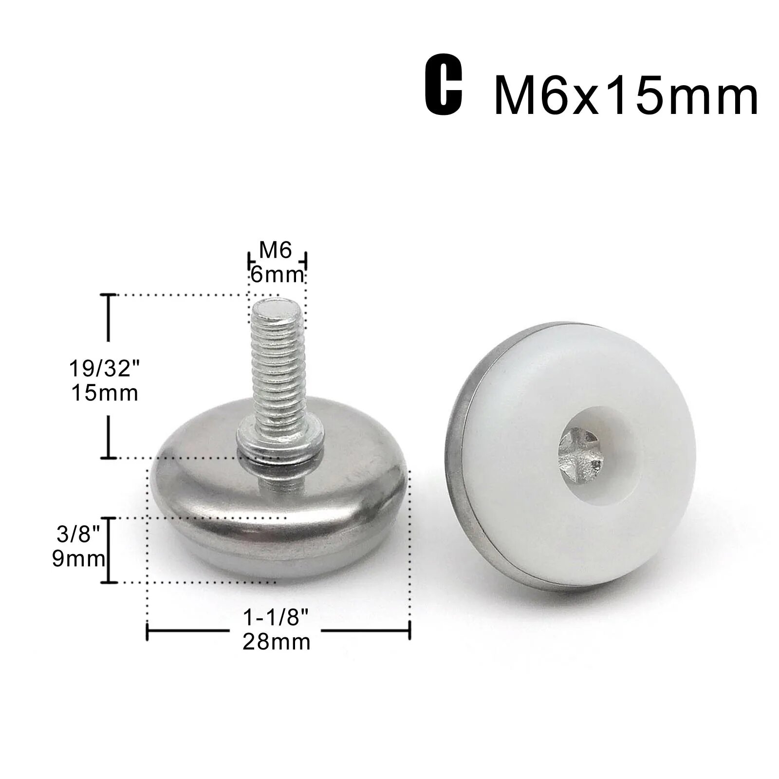 Регулируемые подпятники для мебели HZYUEGOU 4 шт. type C M6x15mm