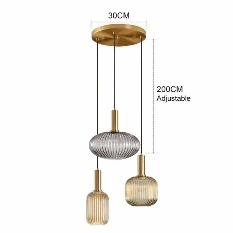 Подвесная Люстра LED с Цветными Стеклянными Плафонами, Для Гостиной и Спальни, Стиль Лофт, E27