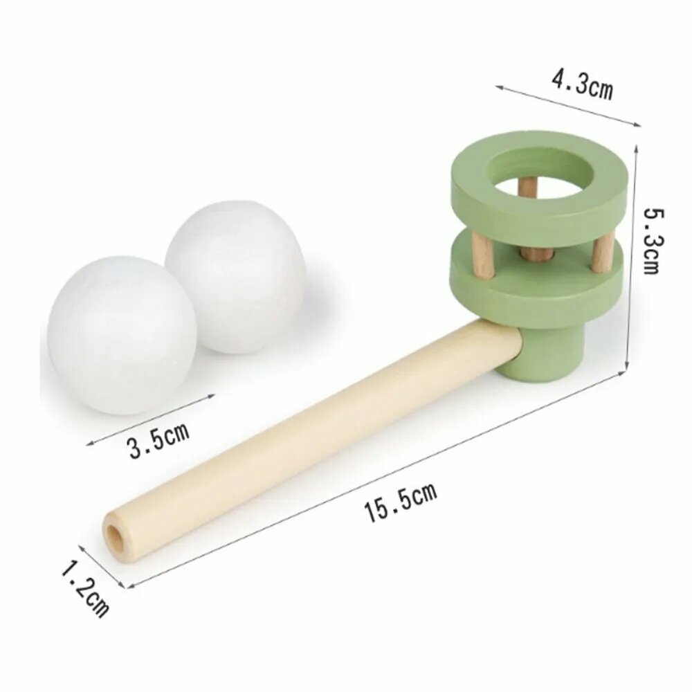 Тренажер с воздушными шарами для развития речевого дыхания. Содержит 2 шарика. Деревянные. Зеленый цвет.