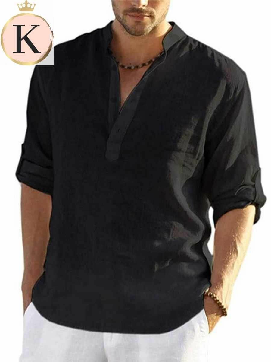 Летняя Мужская Рубашка Поло С Длинным Рукавом Легкий Дышащий