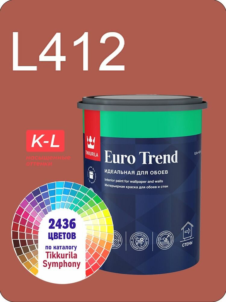 Краска для обоев Tikkurila Euro Trend 0,9л. насыщенные оттенки L412