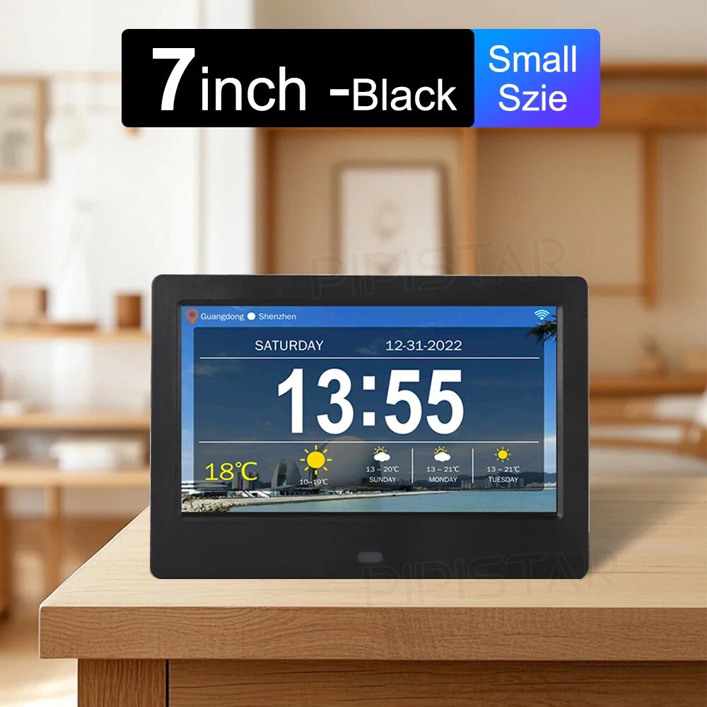 PIPISTAR Цифровая фоторамка с прогнозом погоды 10,1 дюйма 7-inch black WIFI