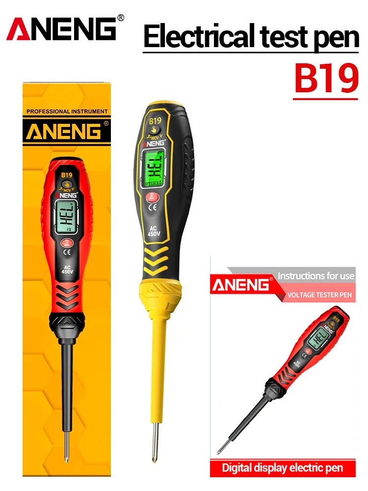 ANENG B19, детектор напряжения, 30-1000В, желтый