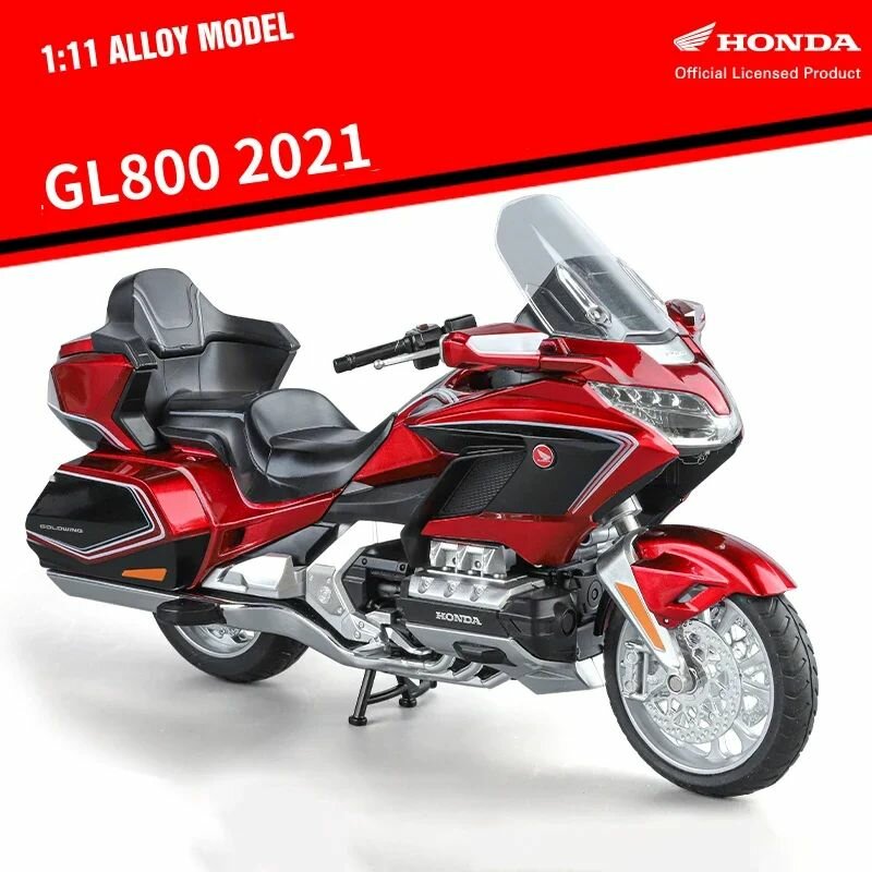 1:11 Honda Gold Wing GL800 2021 Motorcycle Model, Стационарный аналог мотоциклетной игрушки, Коллекционный локомотив, Коллекция подарков для детей