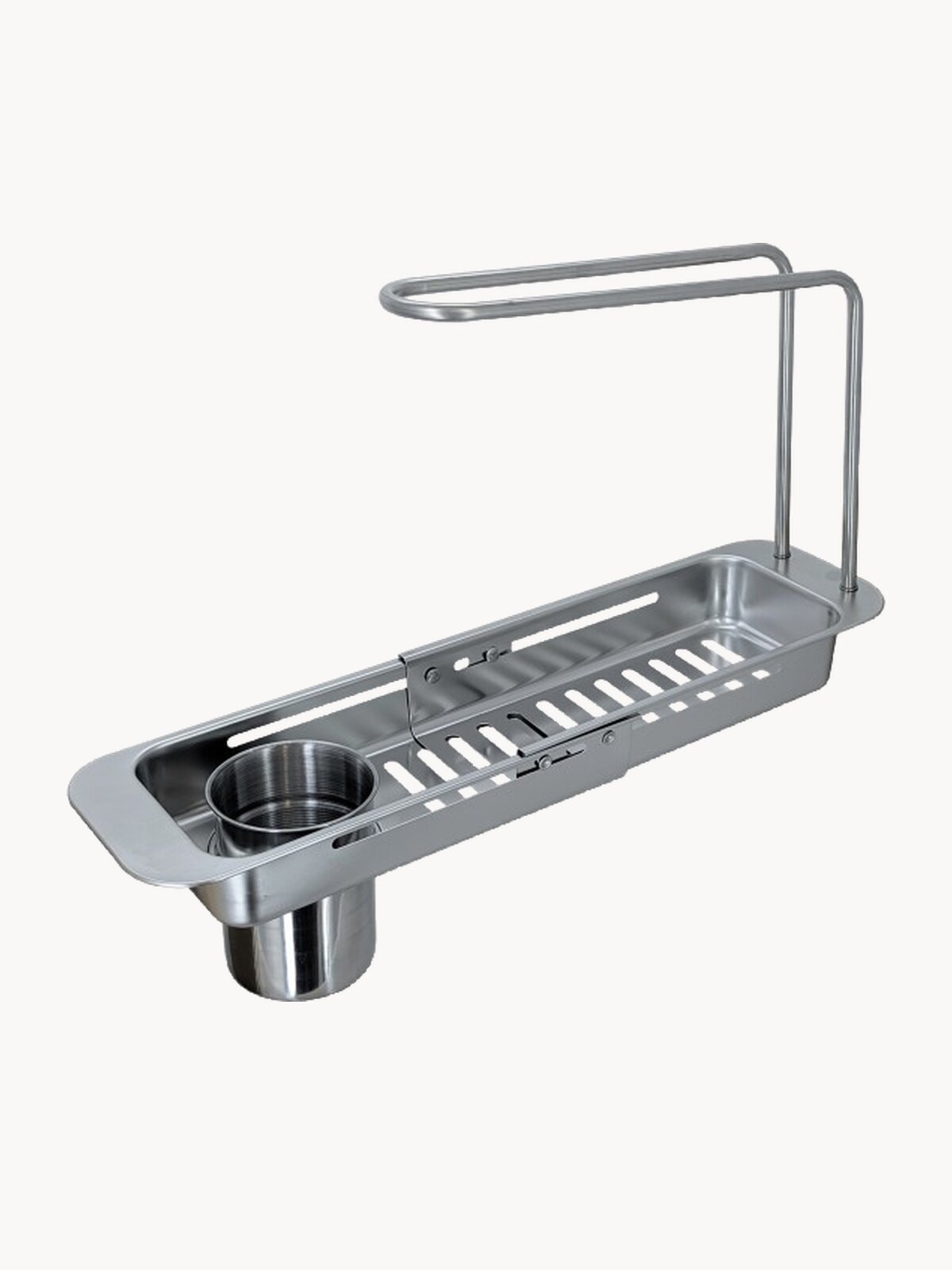 Подставка-держатель кухонный MyPads для раковины, органайзер для губки и моющего средства раздвижной 37-43см с держателем для полотенца, металлический