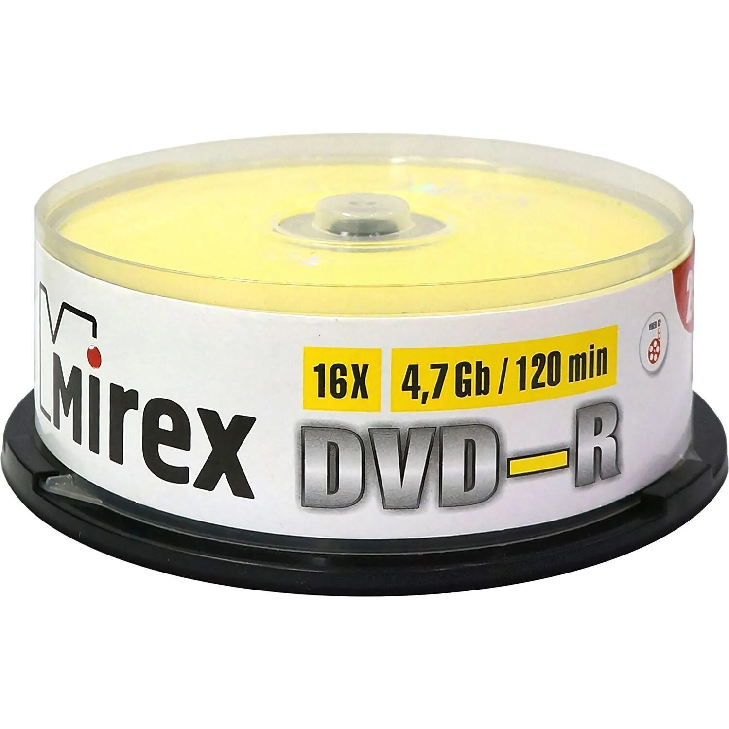 Носители информации DVD-R, 16x, Mirex, Cake/25, UL130003A1M