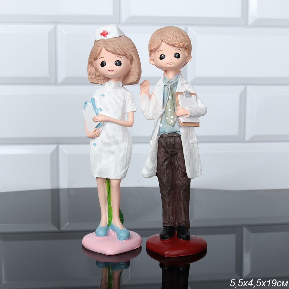 Декоративный набор статуэток «Врач и медсестра», 5х4,5х19 см.