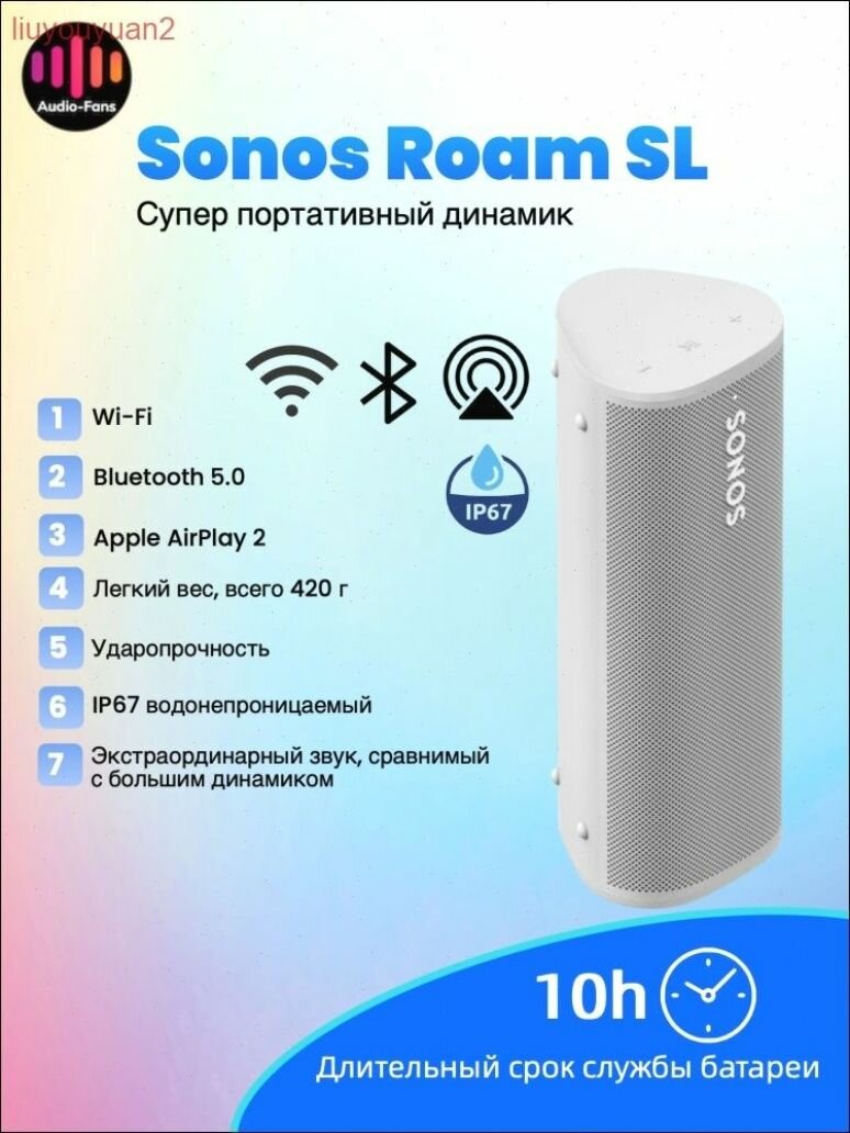 Беспроводной динамик SONOS Roam SL White WiFi/Bluetooth/AirPlay