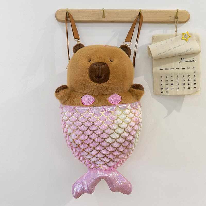 Новый трансграничный рюкзак-игрушка в виде капибары-русалки, плюшевая кукла капибара, детский рюкзак, тряпичная кукла