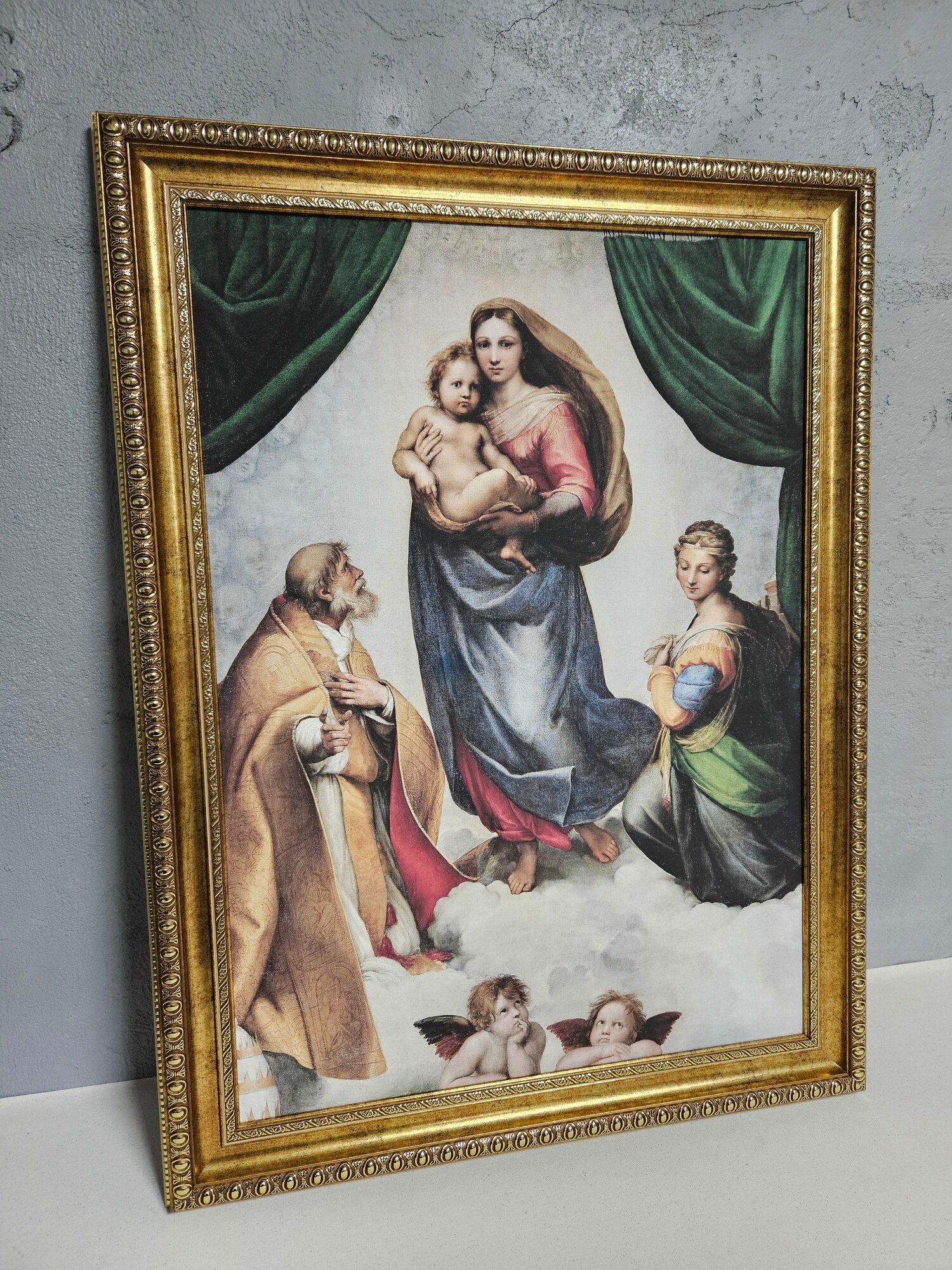 Картина в раме "Рафаэль Санти - Сикстинская Мадонна" репродукция, 81х61 см