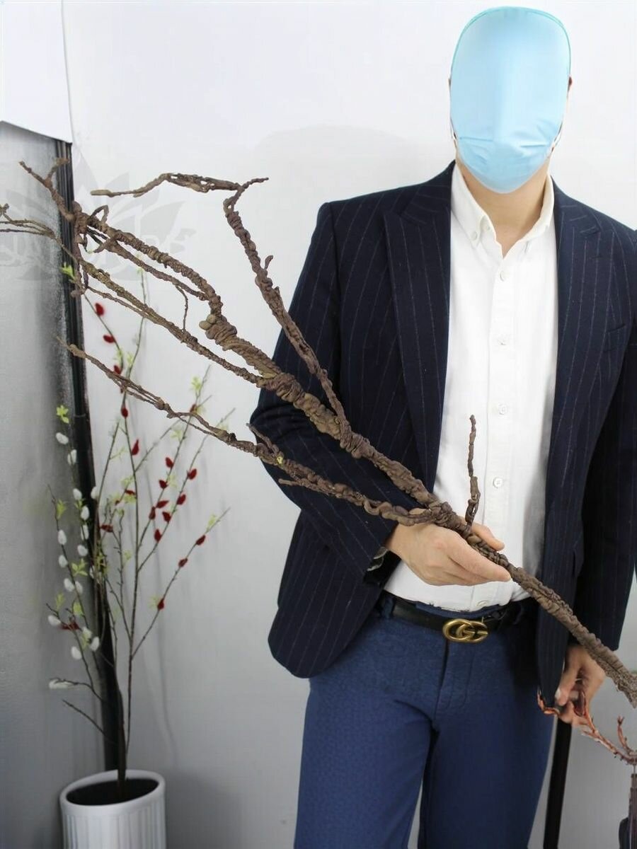 Искусственные цветы для декораторов фитостен флористическая ветка коричневая 110см