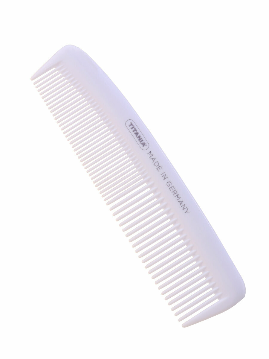 Расческа TITANIA, карманная, для волос, бороды, усов, белая, 125мм