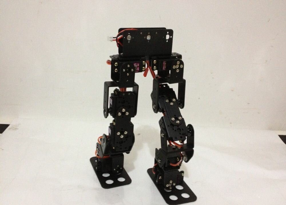 Комплект Hobbyangel 6 DOF Biped Walking Humanoid Robot Servo Bracket, черный, с сервоприводами