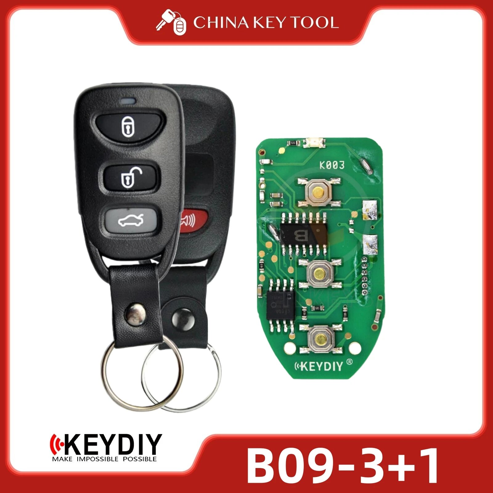Универсальный пульт-ключ KEYDIY KD B09-4 B09-3+1, 3+1 кнопки, совместимый с Hyundai Kia