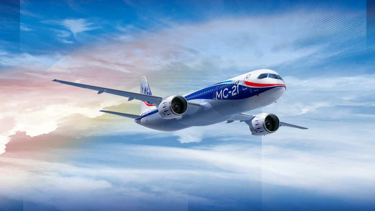 Картина на холсте 110x60 LinxOne "Небо россия самолет 21 мс" интерьерная для дома / на стену / на кухню / с подрамником