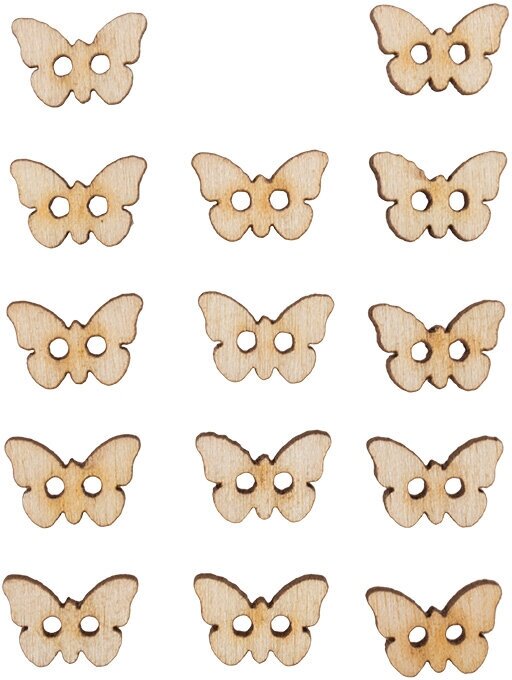 Заготовка для декорирования "Mr. Carving" ВД-387 Набор пуговиц фанера Бабочки 14 штук