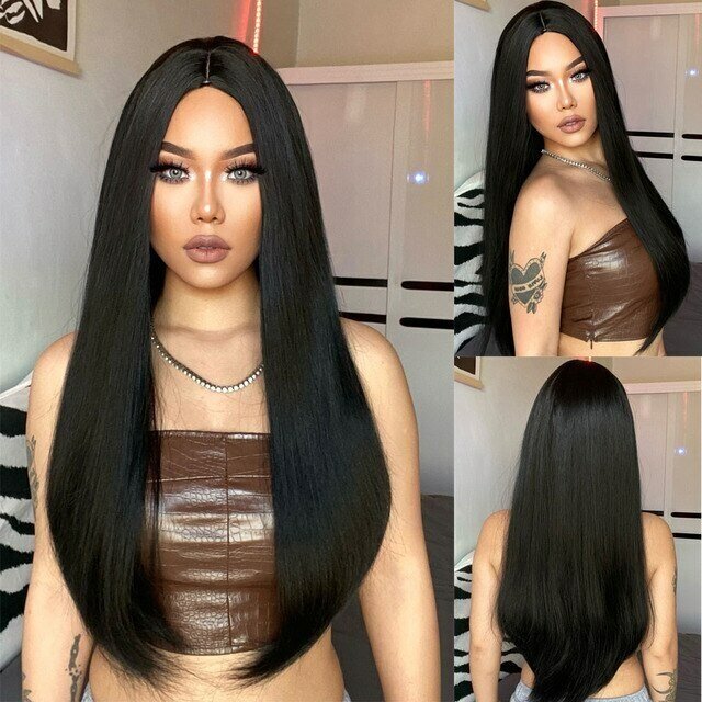 Парик Parik-ru, термостойкий, искусственный волос, черный, длина 75см