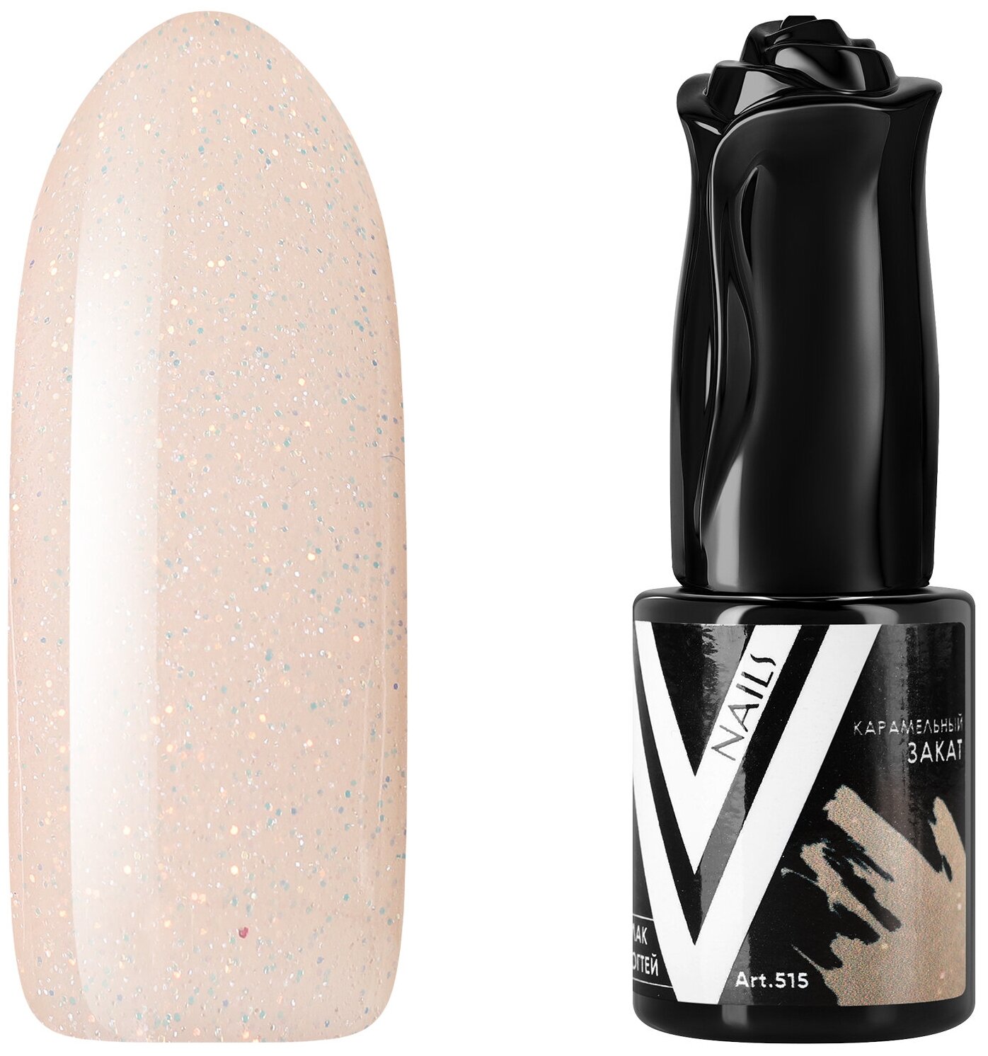 Гель-лак для ногтей с блестками Vogue Nails полупрозрачный, светлый, бежевый, 10 мл